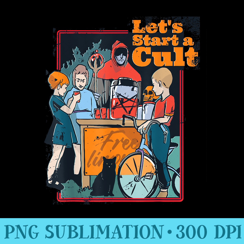 Funny Vintage Horror Lets Start a Cult - Digital PNG Artwork | Inspire ...