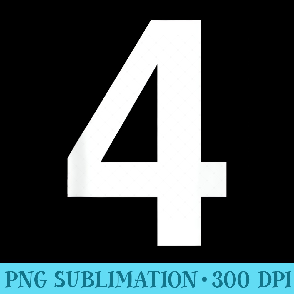 Number 4 Numbered Number on Back - Unique PNG Artwork | Inspire Uplift