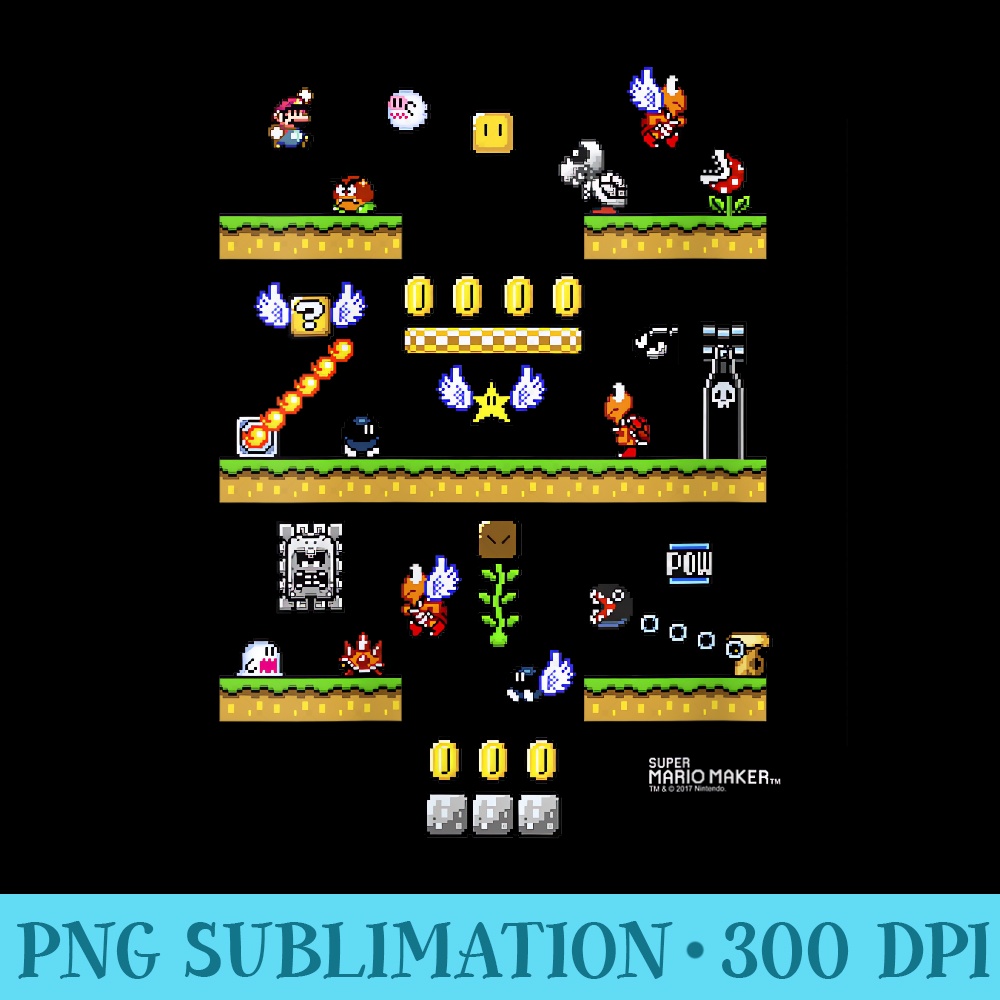 Womens Nintendo Super Mario Pixel Side Scroller Levels - PNG | Inspire ...