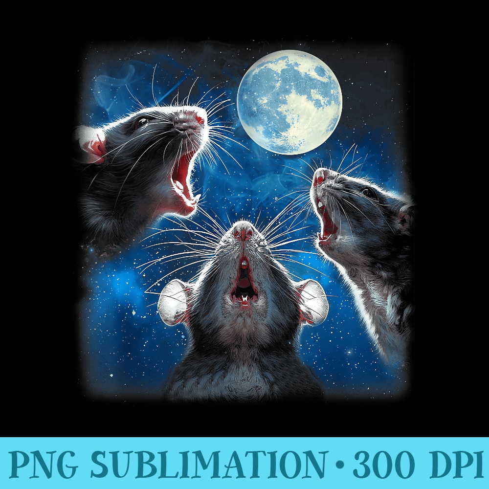 Three Rat Howling At The Moon Funny 3 Rats With Starry Night | Inspire ...