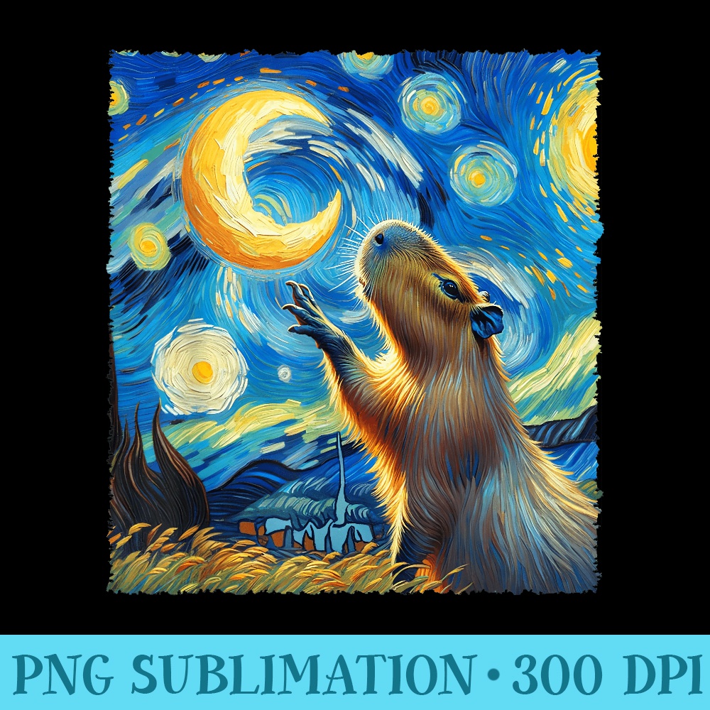 Vintage Capybara Van Gogh Vaporware Capybaras Starry Night - | Inspire ...