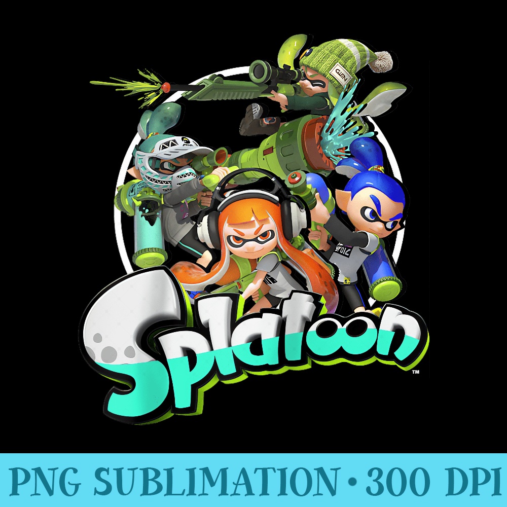 Nintendo Splatoon Inkling Squid Logo Raglan Baseball - PNG D | Inspire Uplift