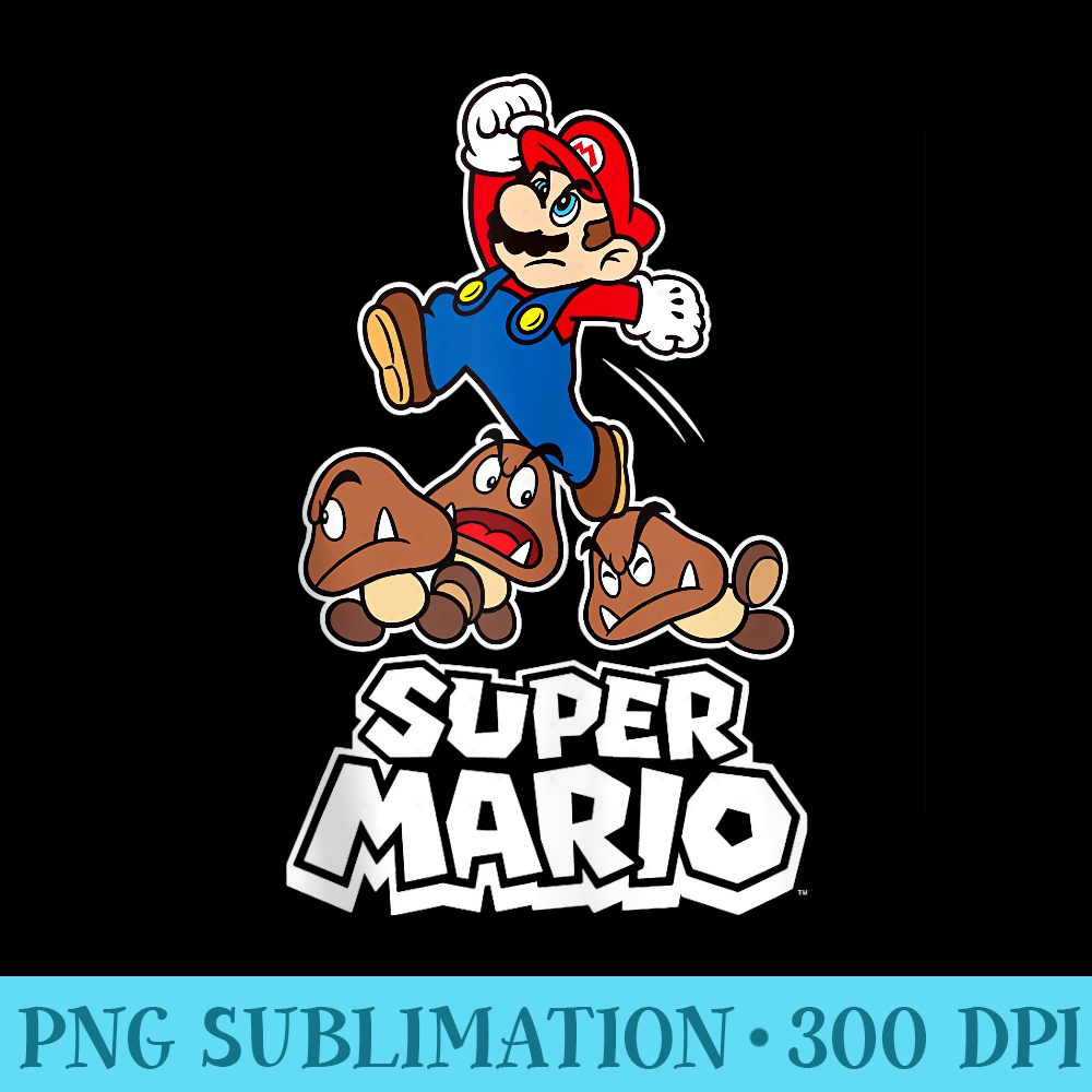 Nintendo Super Mario Jumping Over Goomba Poster - Transparen | Inspire ...