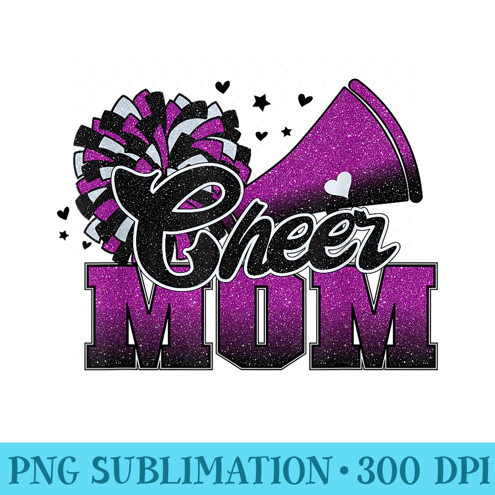 Football Cheer Mom Purple Black Pom Leopard - Download High | Inspire ...