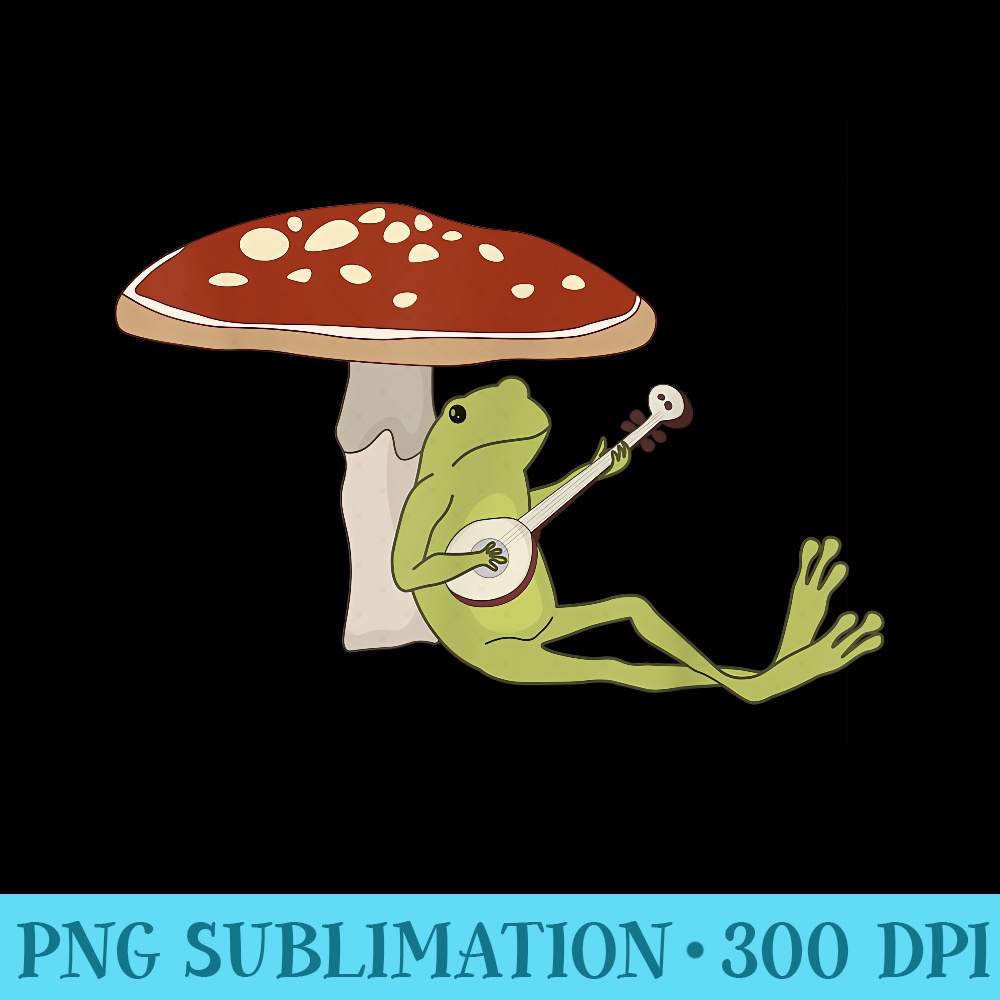 Cute Frog Playing Banjo On Mushroom Fairy Aesthetic - Exclus | Inspire ...