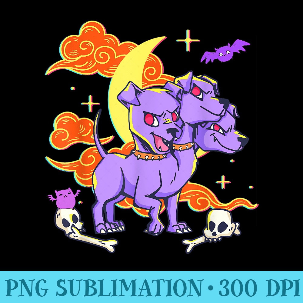 Kawaii Pastel Goth Cute 3 Headed Dog Cerberus Halloween Bats | Inspire ...