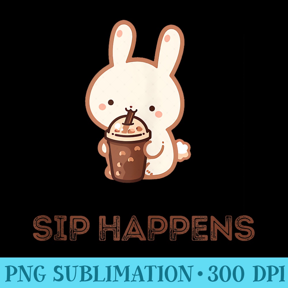 Kawaii Boba Bunny Bubble Tea Lover Sip Happens Coffee - PNG | Inspire ...