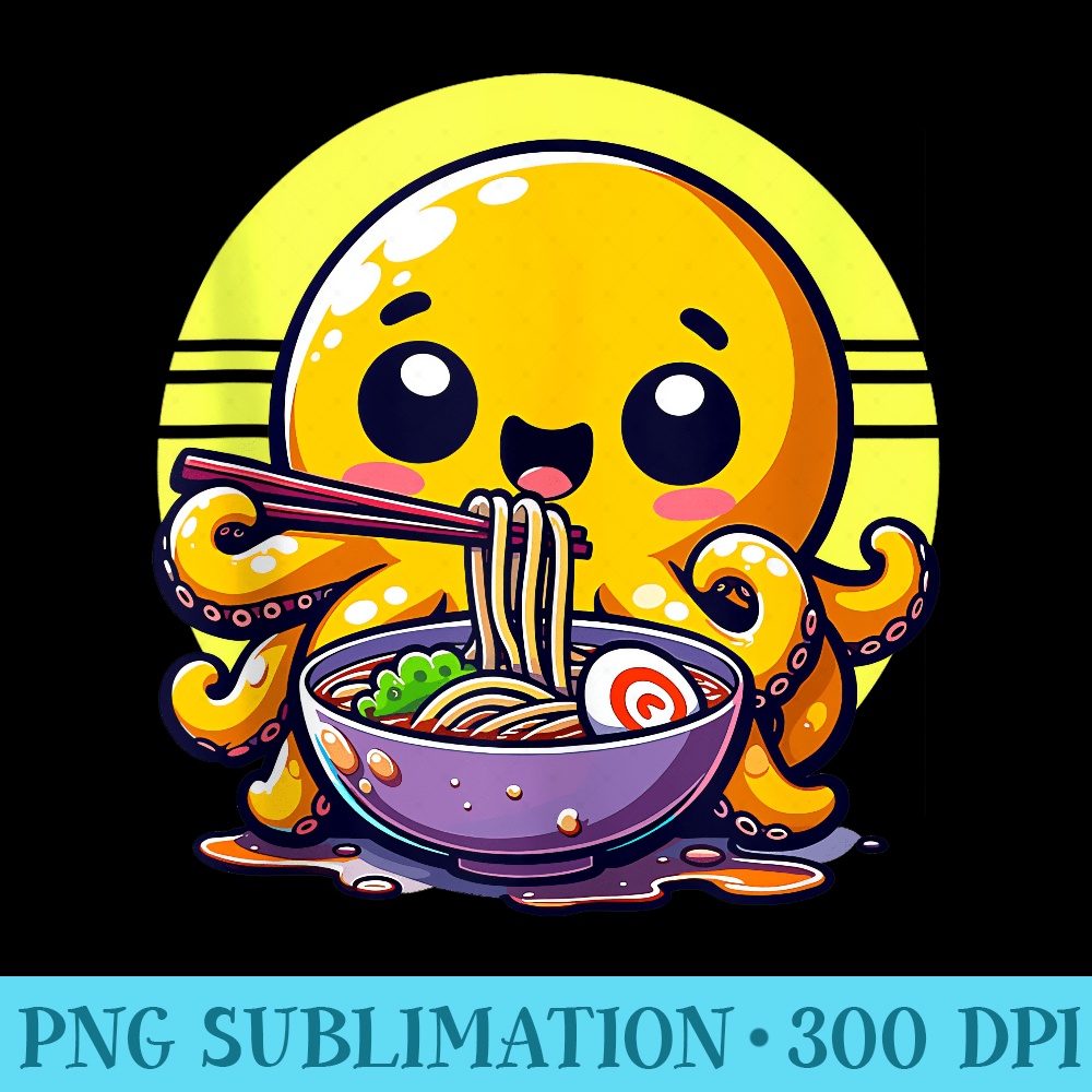 Octopus Eating Ramen Noodles Anime Kawaii Octopus - Ready To | Inspire ...