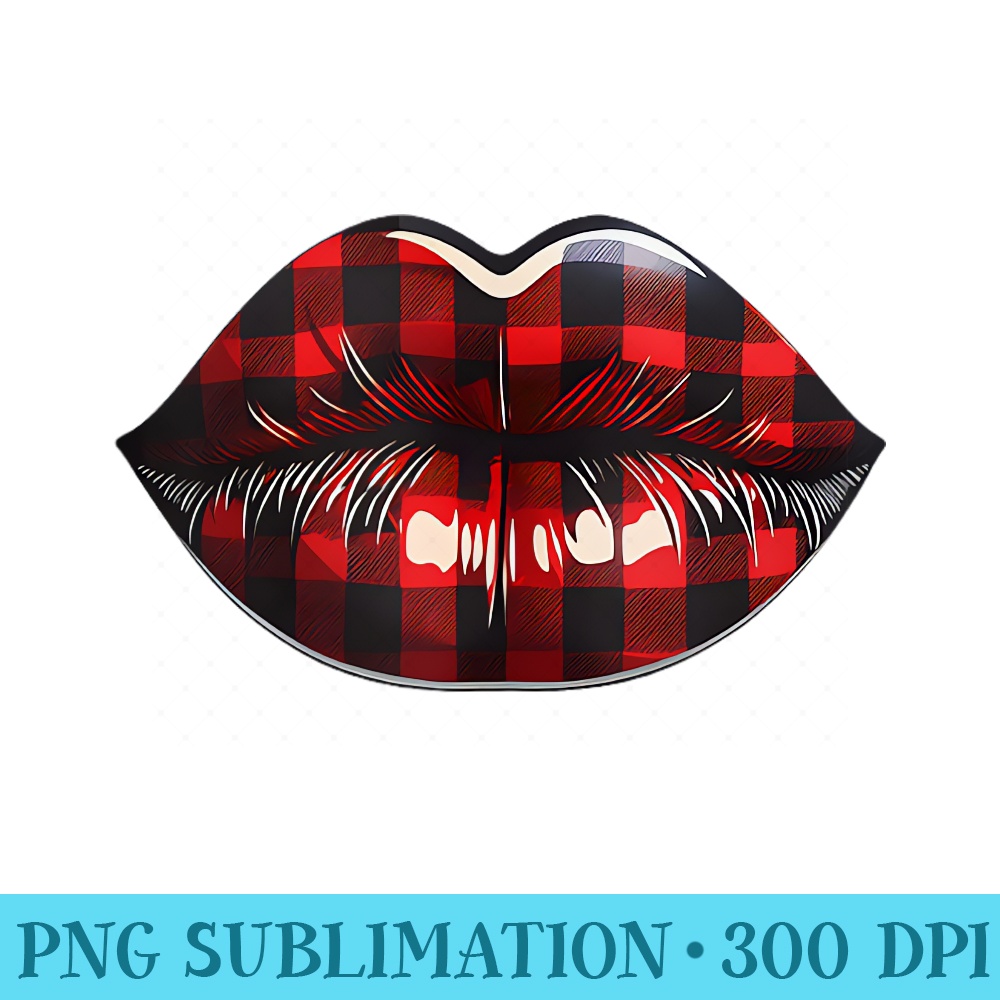 Christmas Buffalo Plaid Lips Kiss Pajama Party Matching - PN | Inspire ...