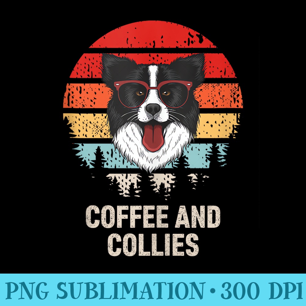 Retro Coffee And Collies Rough Collie Border Collie - PNG Do | Inspire ...