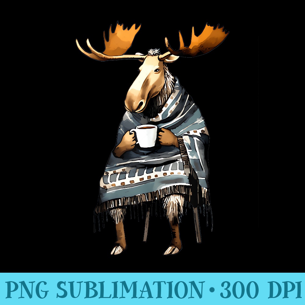 Coffee Drinking Moose - PNG Graphics Download | Inspire Uplift