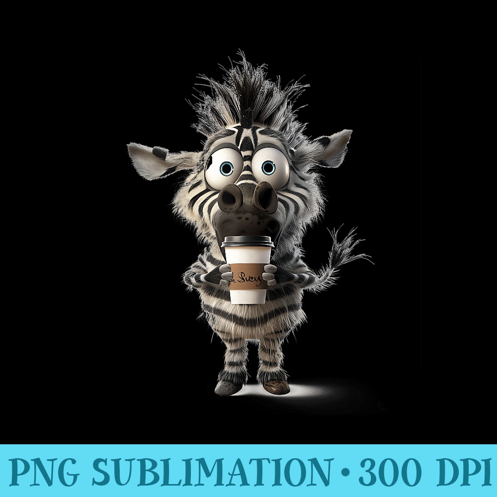 Funny Cute Zebra Drink Coffee For Zebra Lover - PNG Download | Inspire ...