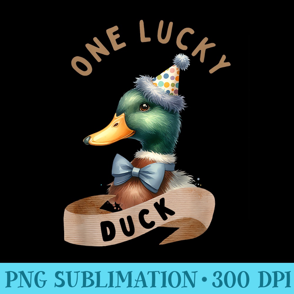 One Lucky Duck 1st Birthday 1 Years Old Poultry Mallard Duck | Inspire ...