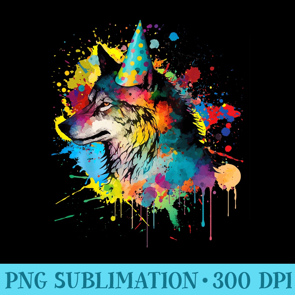 Wolf Birthday Hat Themed Party Wolves Painting Wolf Lover - | Inspire ...