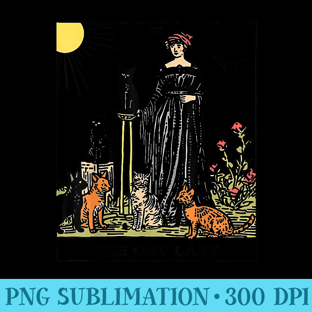 The Cat Lady Tarot Card Vintage Gothic Women Cat Mom - Digit | Inspire ...