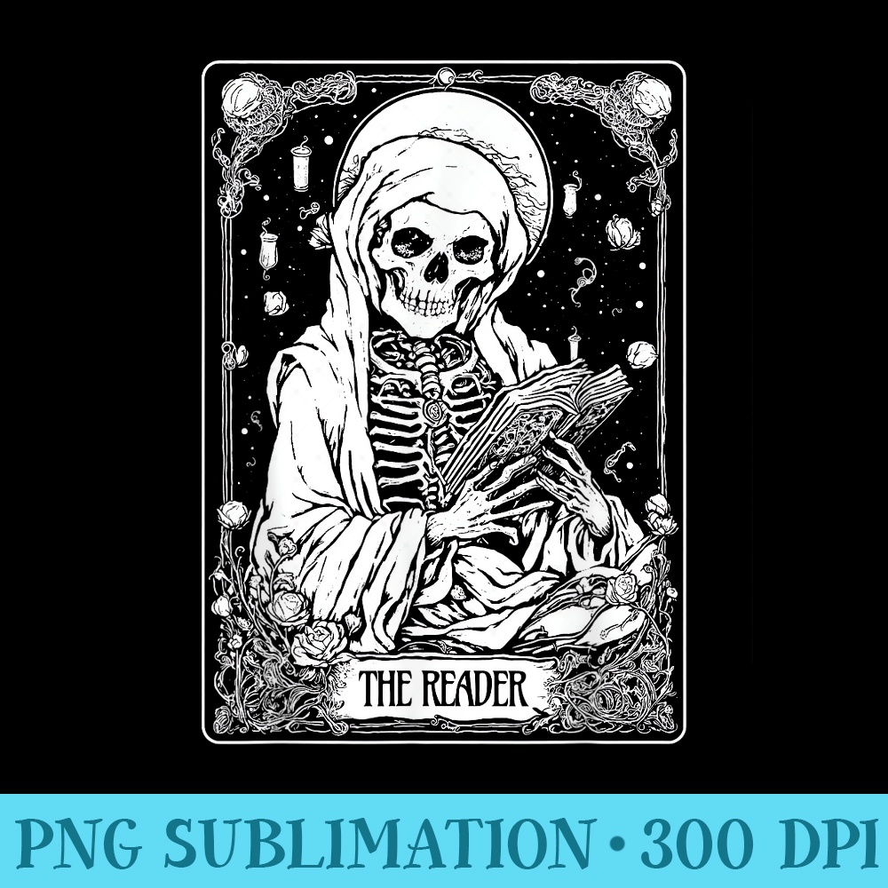 The Reader Tarot Card Skeleton Bookish Halloween Spooky - PN | Inspire ...