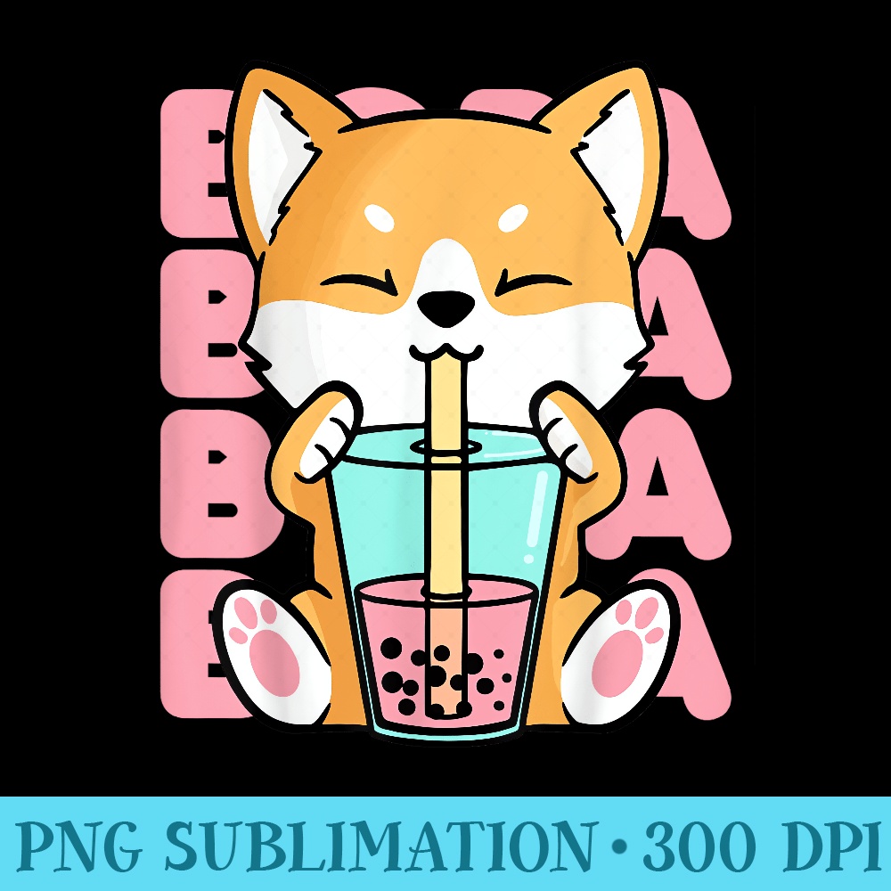 Kawaii Shiba Inu Dog Bubble Tea Boba Anime Neko Japan - PNG | Inspire ...
