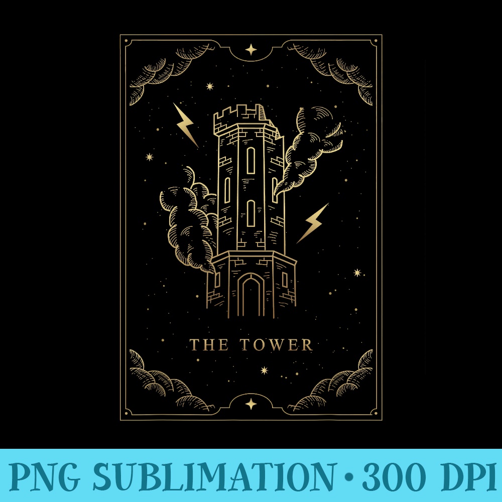 The Tower Major Arcana Tarot Card - High Quality PNG files | Inspire Uplift