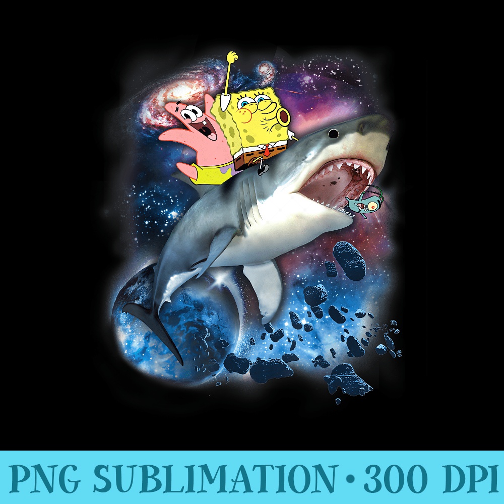 Spongebob SquarePants Patrick Shark Riding T - Sublimation c | Inspire ...