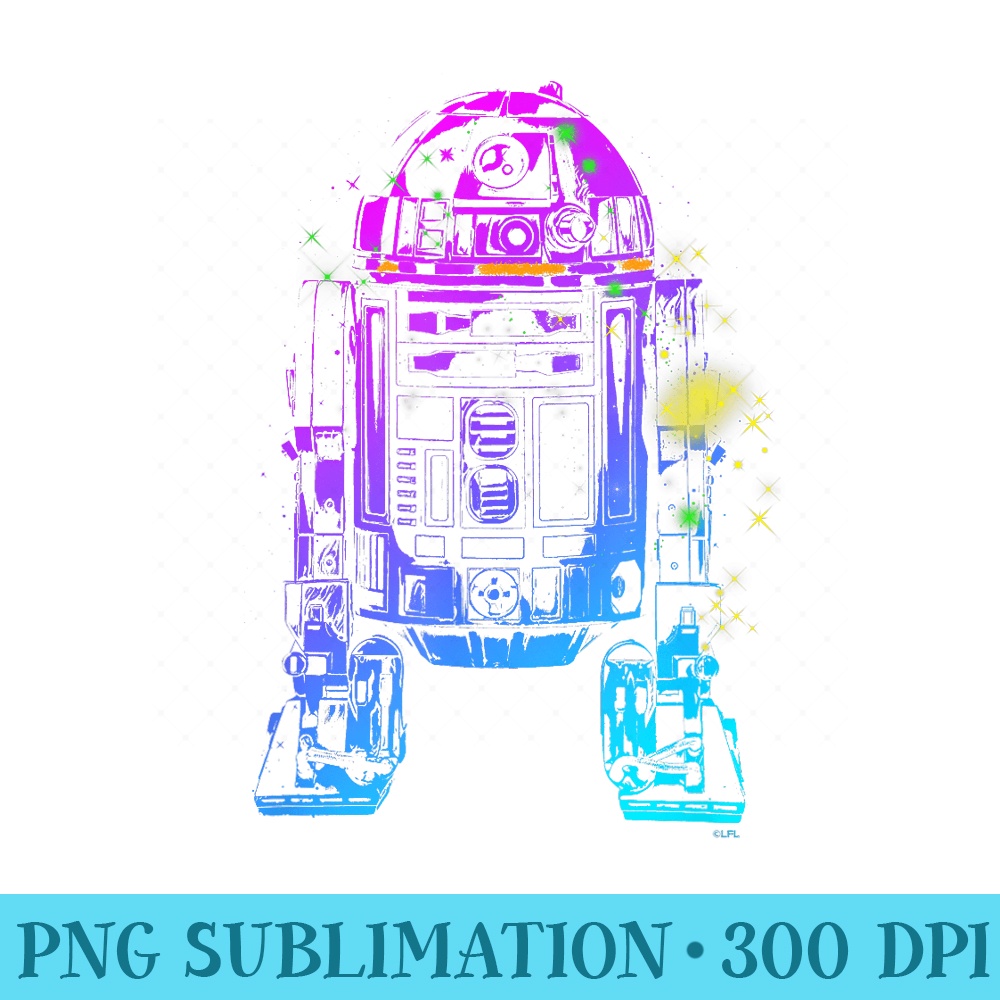 Star Wars R2D2 Neon Gradient - High Quality PNG files | Inspire Uplift