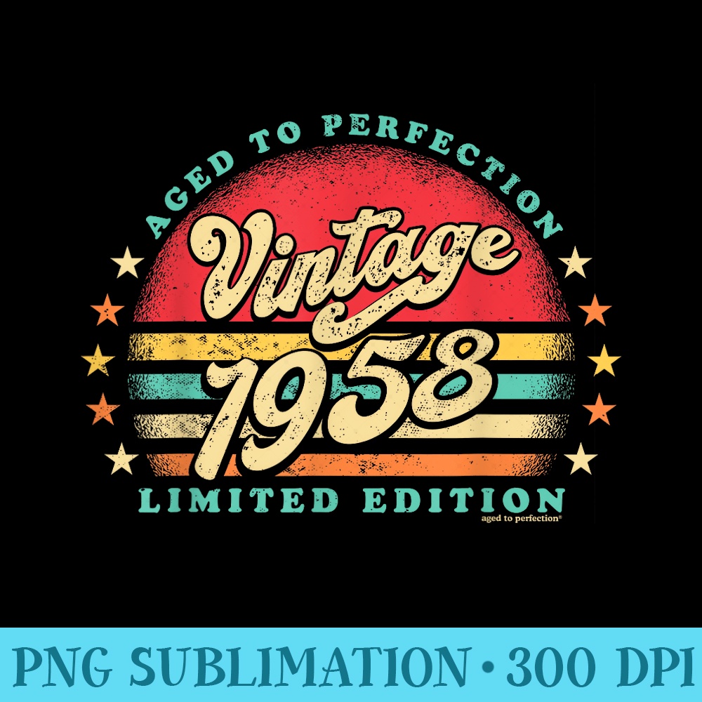 65th Birthday 1958 aged to perfection born in 50s retro sun | Inspire ...