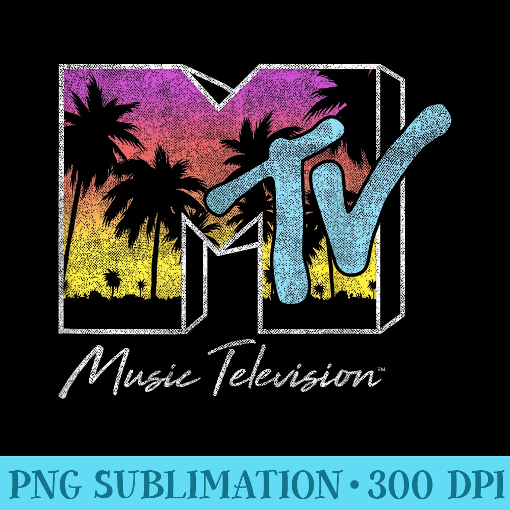 MTV Tropical Palm Tree Sunset Logo - PNG Download Clipart | Inspire Uplift