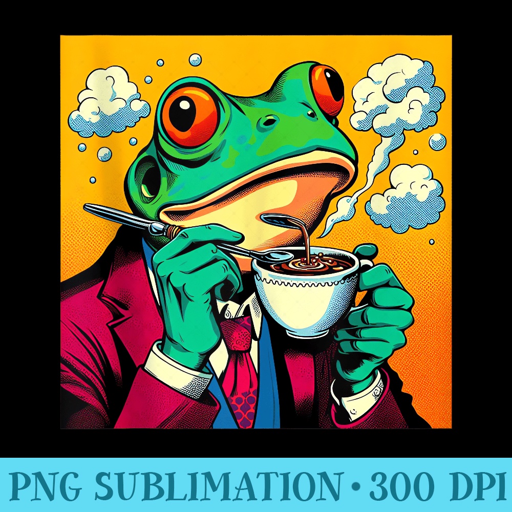 Frog Drinking Coffee - High Quality PNG Download | Inspire Uplift