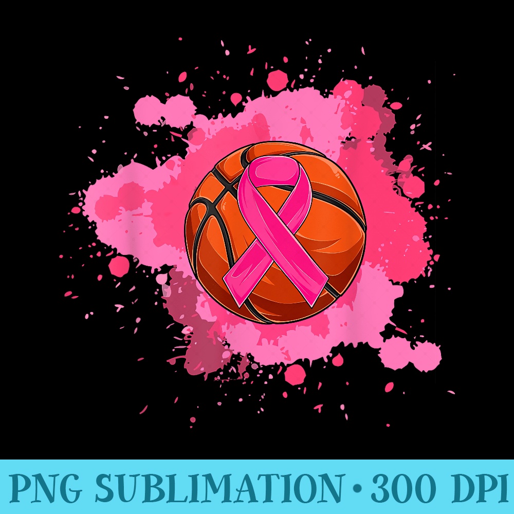 Pink Ribbon Basketball Breast Cancer Awareness - Digital PNG | Inspire ...