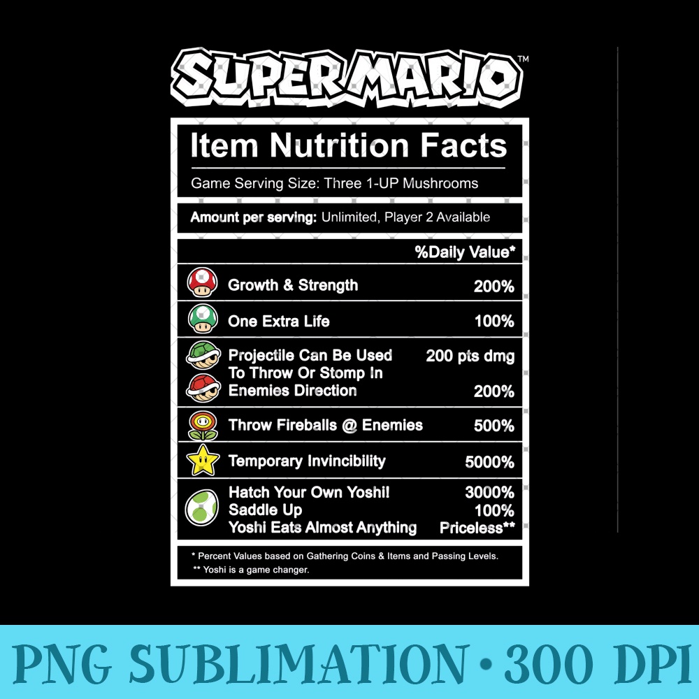 Nintendo Super Mario Nutrition Facts Label - Mug Sublimation | Inspire ...