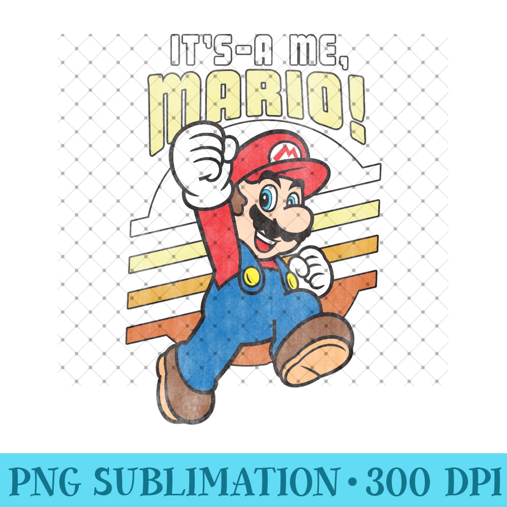 Super Mario It's-A Me, Mario! Distressed Poster - PNG Graphi | Inspire ...