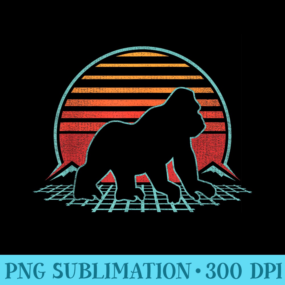 Gorilla Silverback Retro Vintage 80s Style - Printable PNG I - Inspire ...