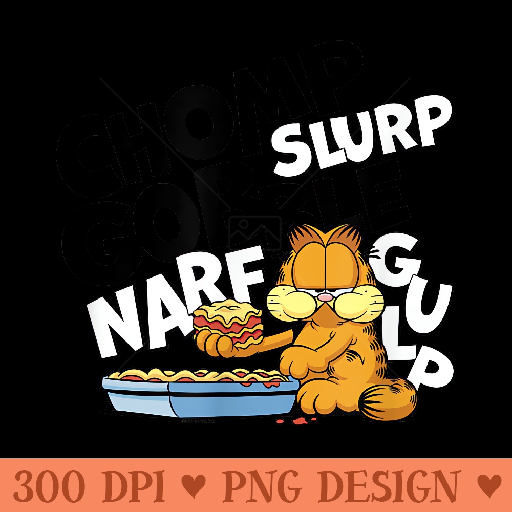 Garfield Eating Lasagna Chomp Gobble Gulp Slurp - PNG Templa | Inspire ...