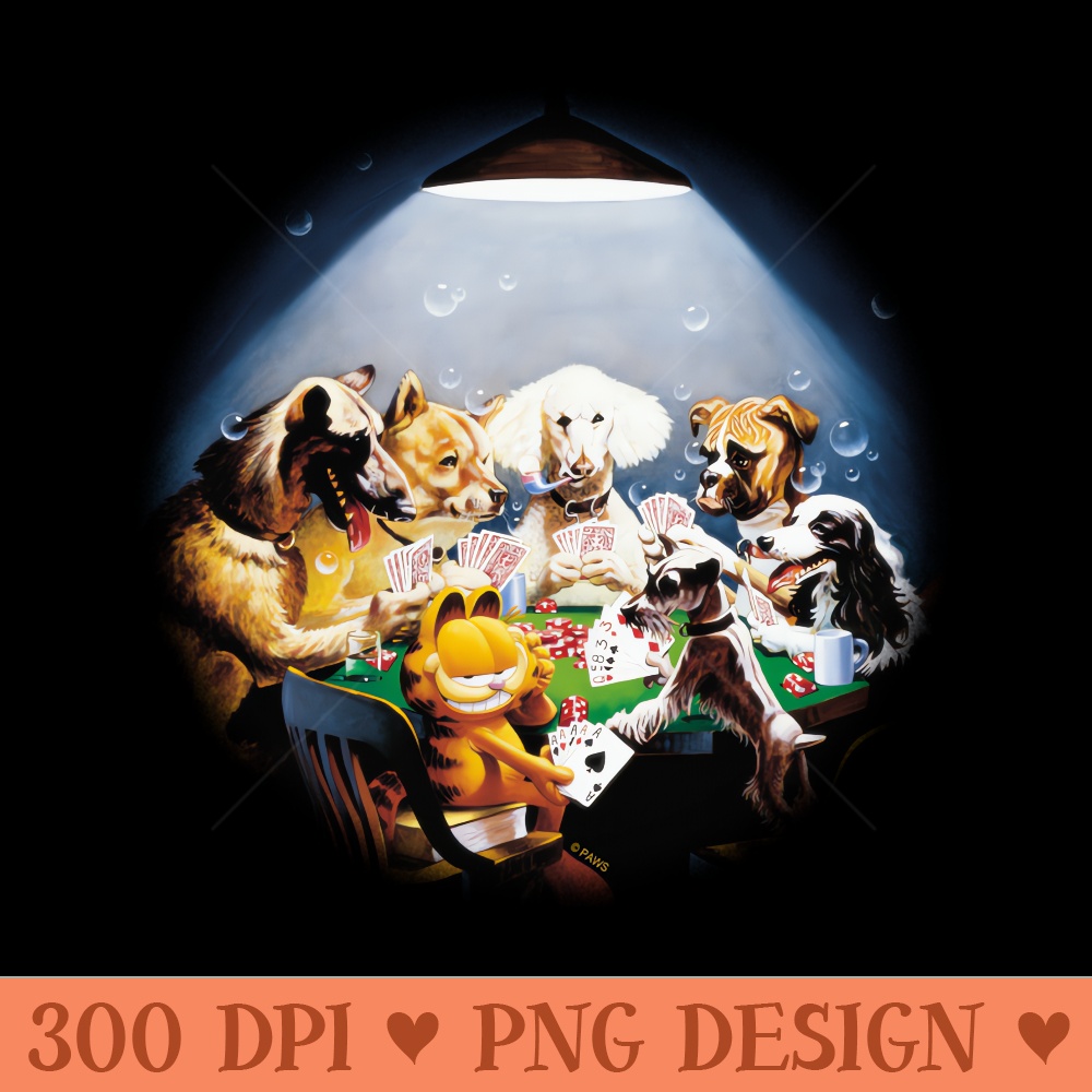 Garfield Playing With The Big Dogs - Unique PNG Artwork | Inspire Uplift