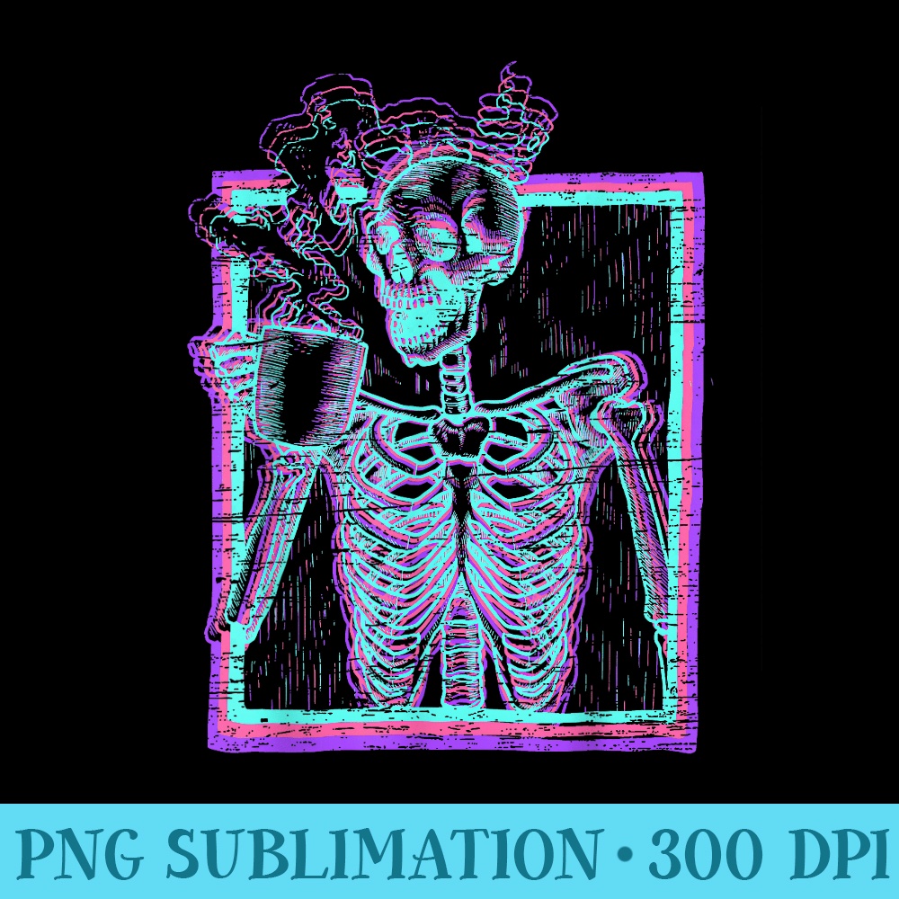 Distressed Synthwave Skeleton Vaporwave Smiling Skull Coffee | Inspire ...
