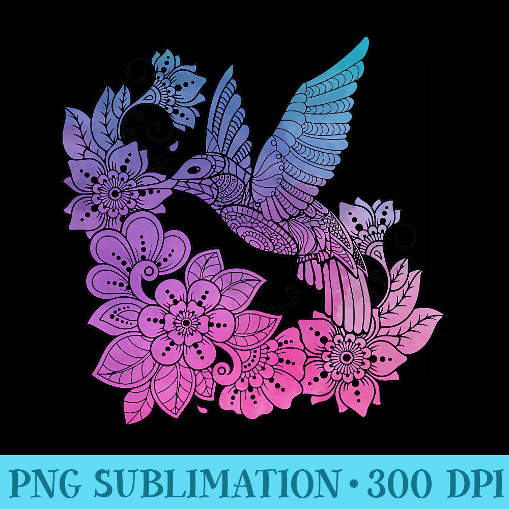 Floral Mandala Mehndi Henna Hummingbird Watercolor Design Pr | Inspire ...