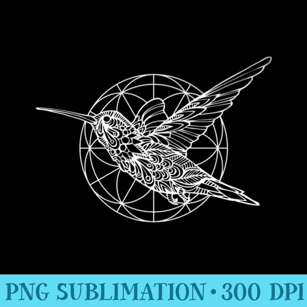 Mens Sacred Geometry Hummingbird with Bug Design on Back Pre | Inspire ...