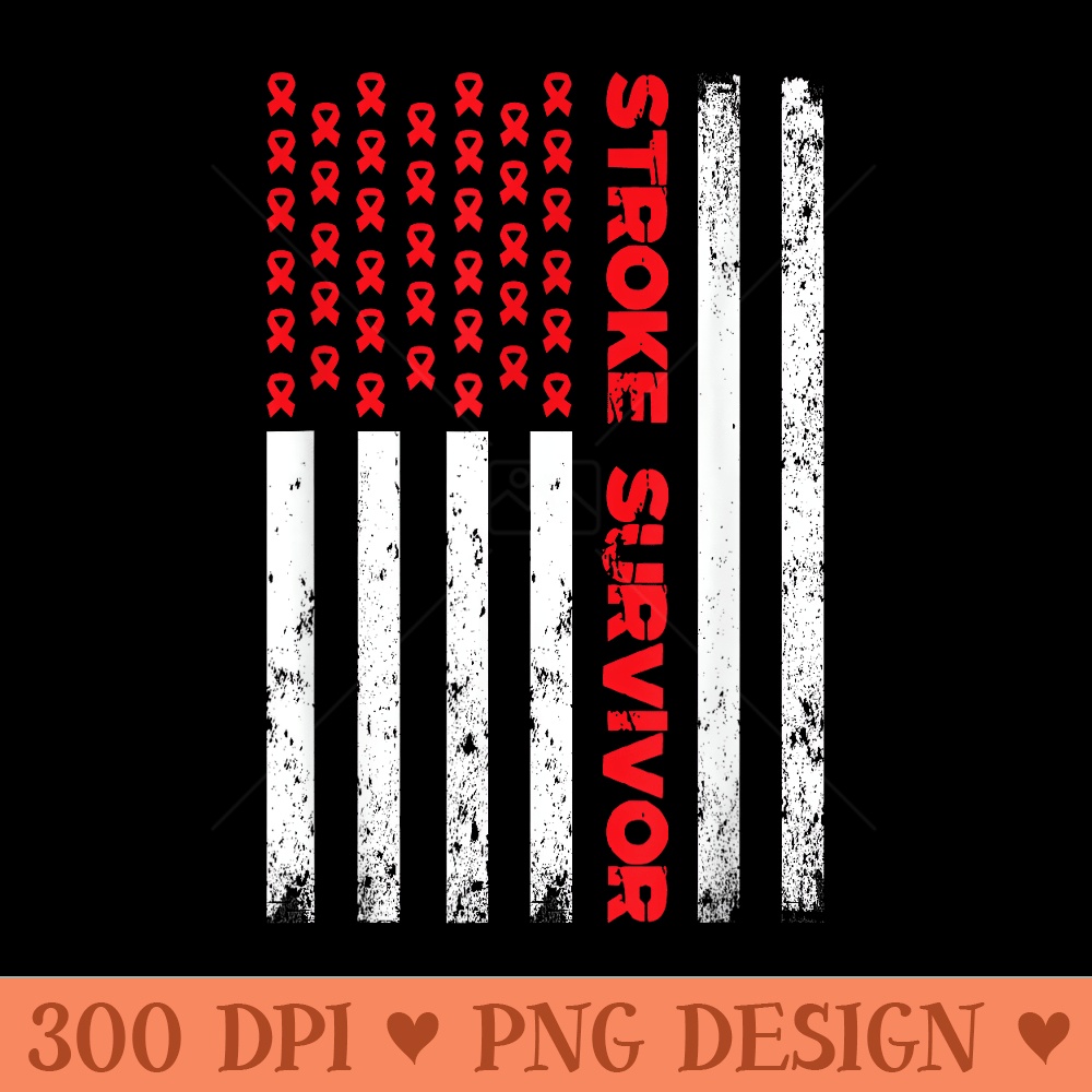 USA Flag Stroke Survivor Awareness Red Ribbon Brain Attack - | Inspire ...