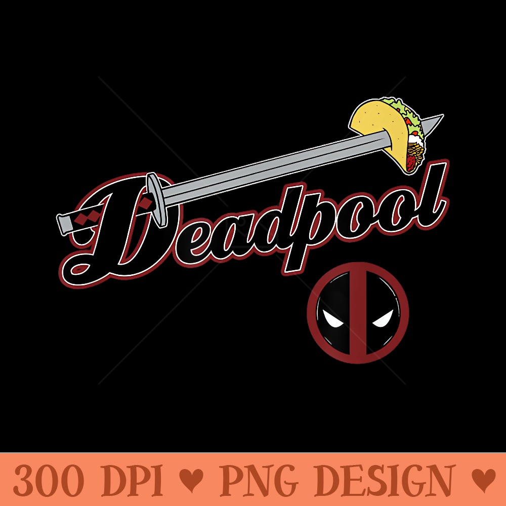 Marvel Comics Retro Classic Deadpool Sword Taco Logo - PNG d | Inspire ...