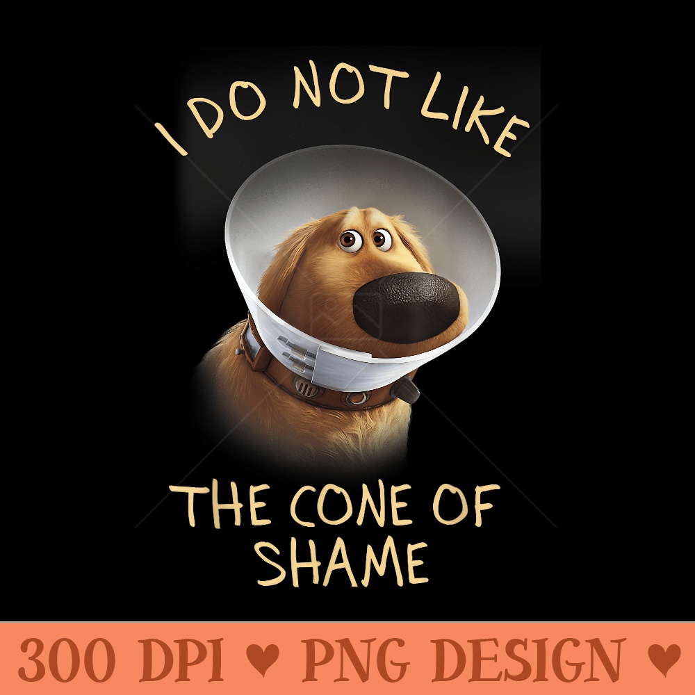 Disney Pixar Up Dug Sad Cone Of Shame Graphic T - PNG Design | Inspire ...