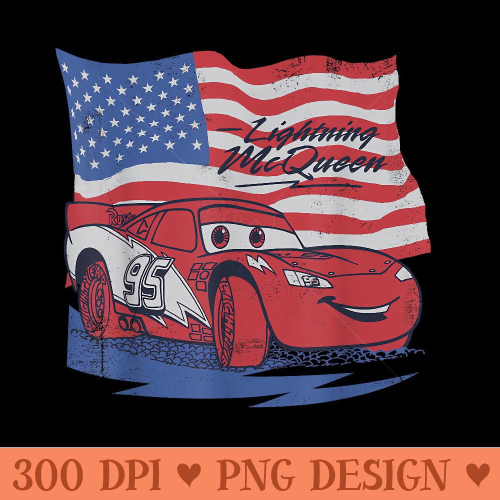 Disney Pixar Cars US Flag Lightning McQueen Retro T - PNG gr | Inspire ...