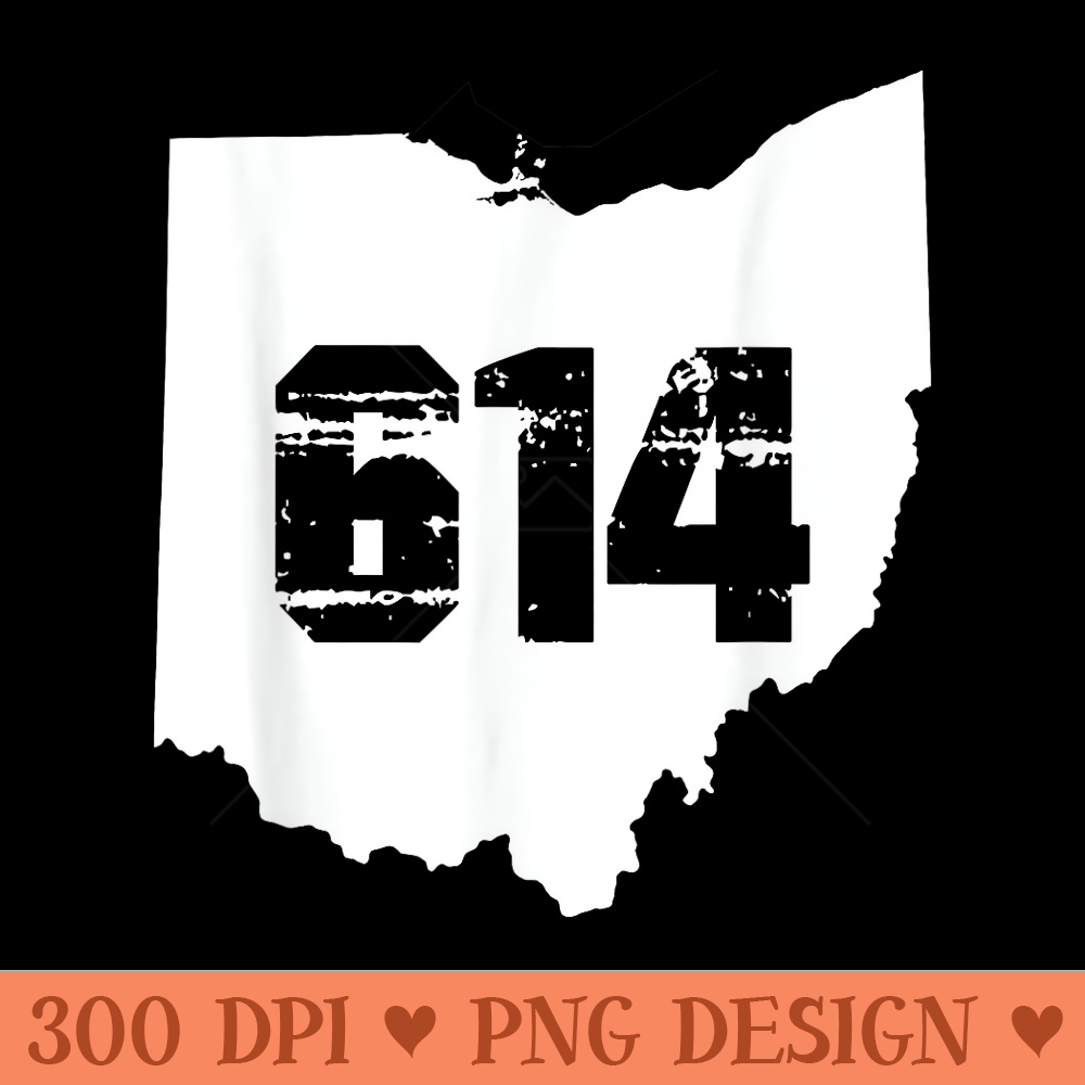 Columbus Ohio 614 Area Code - Digital PNG Artwork | Inspire Uplift