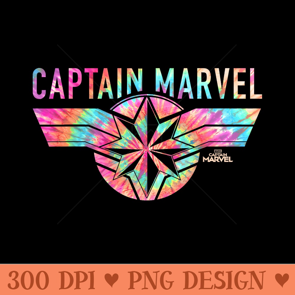 Captain Marvel Logo Banner Tie Dye Colors Graphic T - PNG Te | Inspire ...