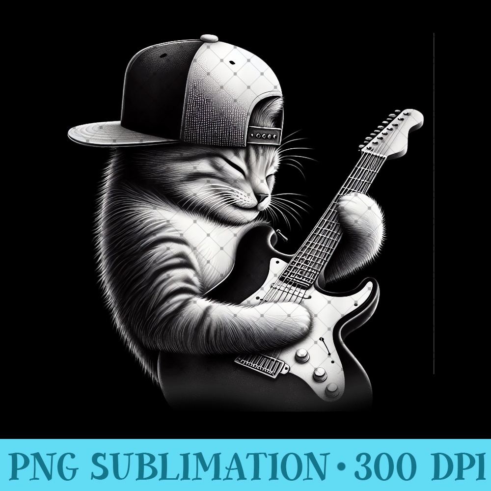 Cat Playing Guitar - Funny Rock Music Guitar Cat - Printable | Inspire ...