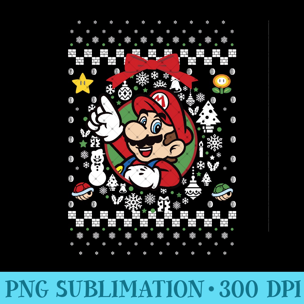 Super Mario Classic Ugly Christmas Mario - Digital PNG Downl | Inspire ...