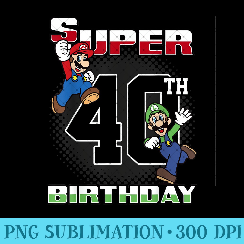 Super Mario And Luigi Super Birthday 40th Birthday Portrait | Inspire ...