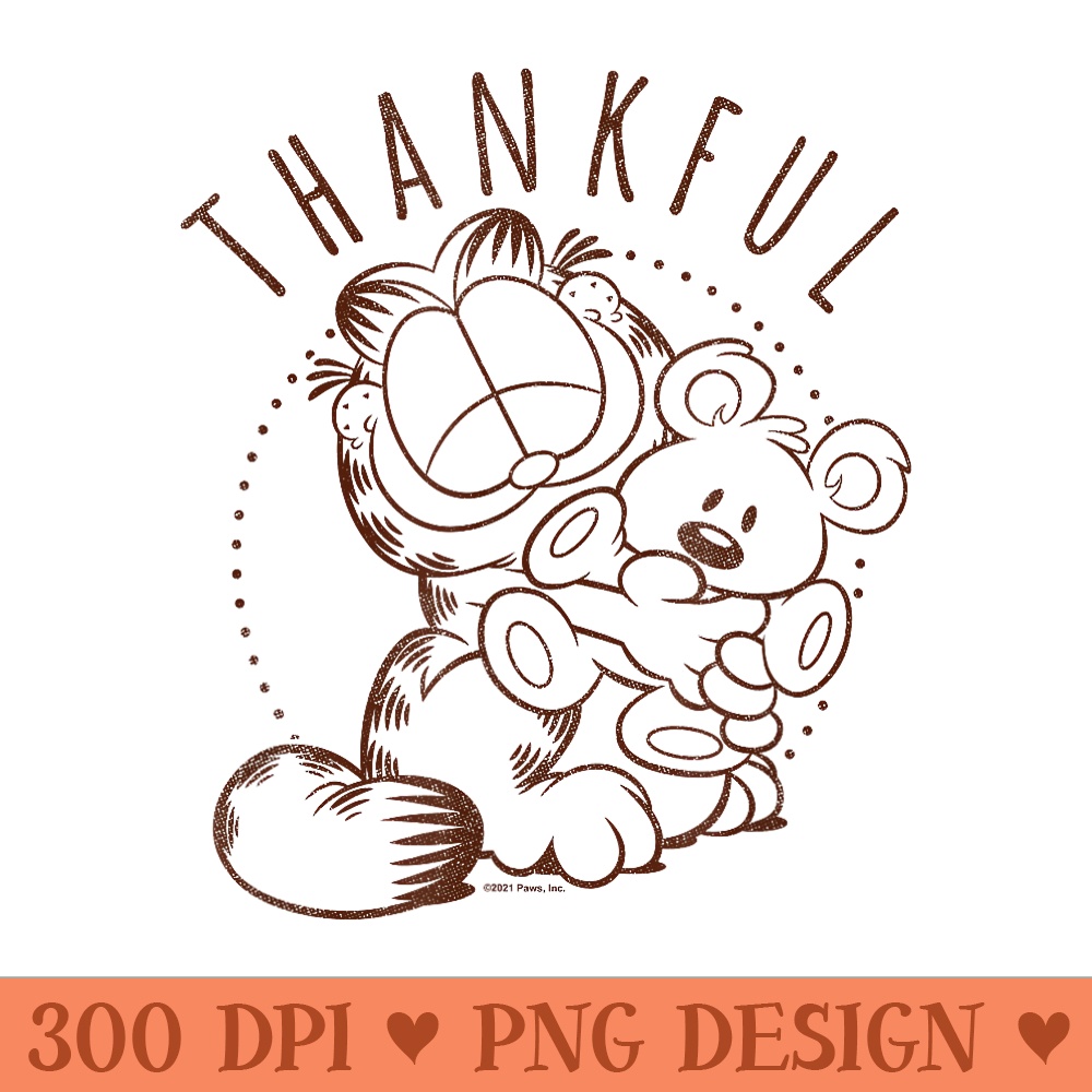 Garfield Fall Thankful Teddy Bear Hugs - PNG Download | Inspire Uplift
