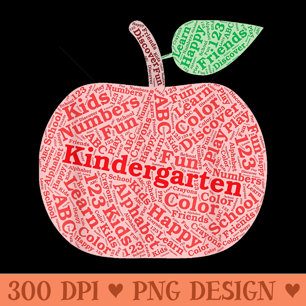 Kindergarten Apple Word Art for Teachers Students - Unique P | Inspire ...