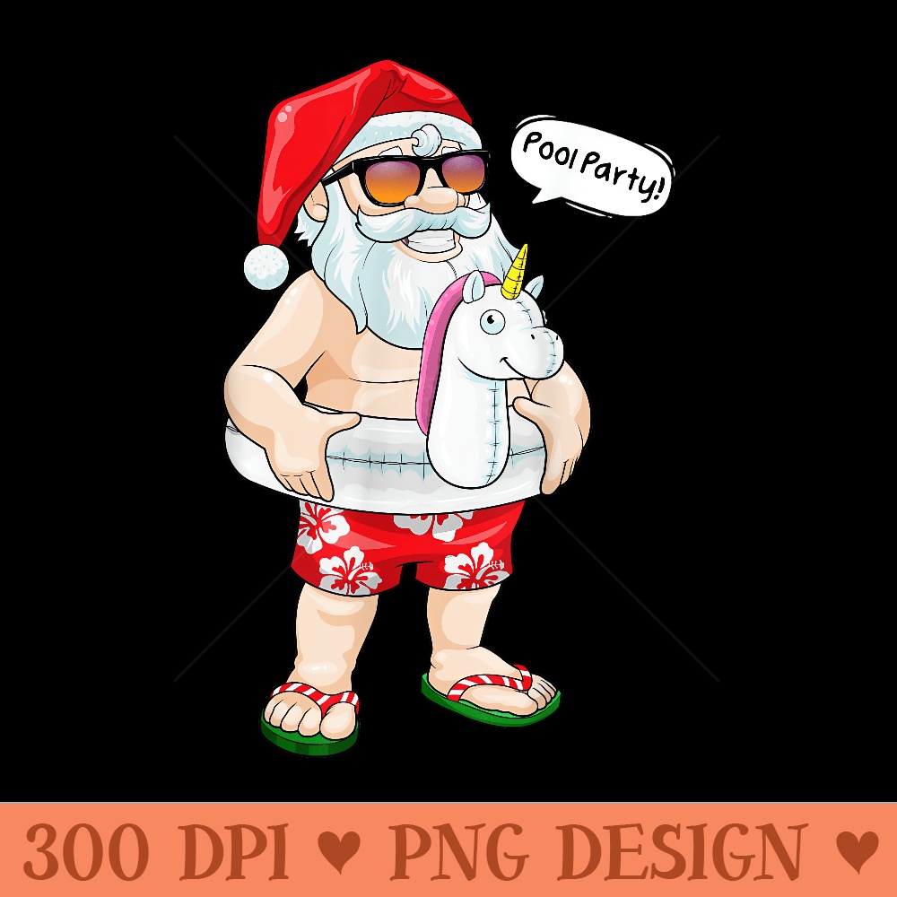 Christmas In July Pool Party Santa Unicorn Float Summer - Tr - Inspire ...