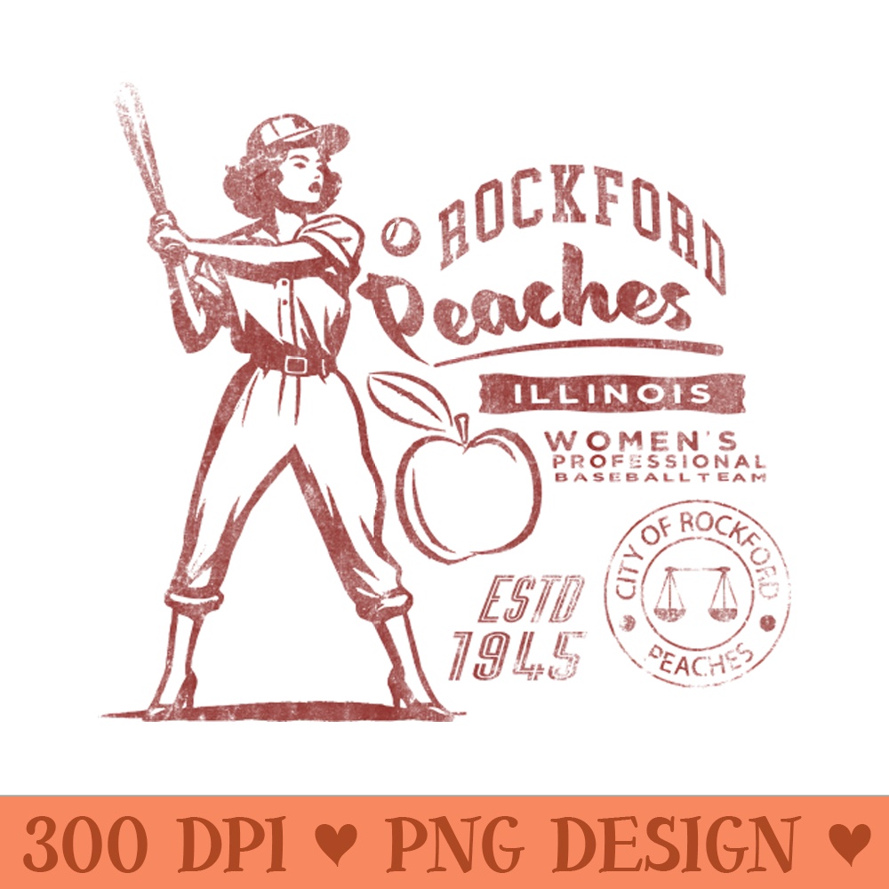 Rockford Peaches Baseball Team - Sublimation PNG Designs - Inspire Uplift