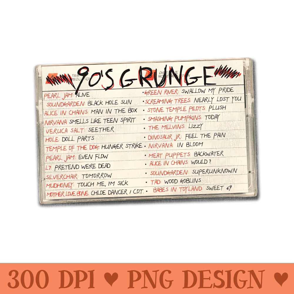90s Grunge Rock Tape Cassette - Design PNG template | Inspire Uplift